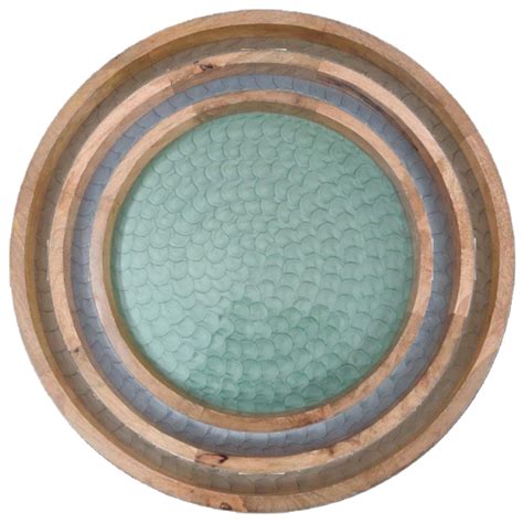 Trays Set Of 3 Diff Colors Mango Wood