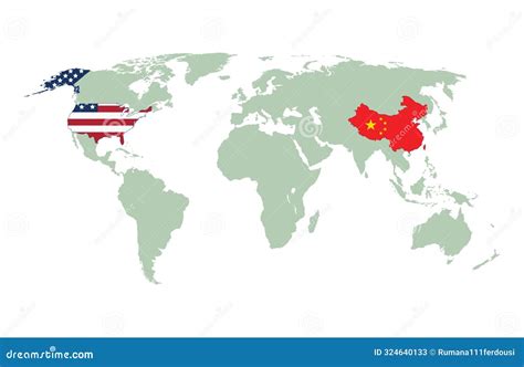 America And China On World Map Stock Illustration Illustration Of