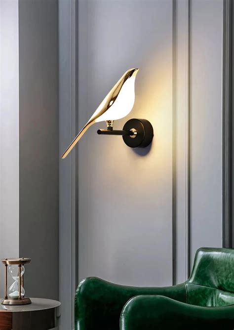 Modern Bird Wall Lamp Magpie Led Hallway Sconce Iluminating