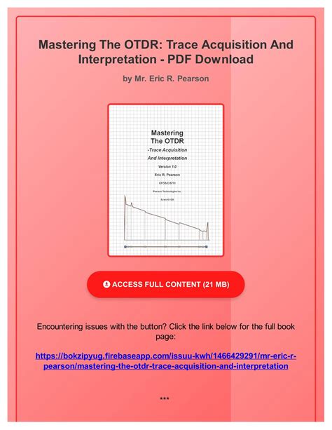 Pdf Download Mastering The Otdr Trace Acquisition And Interpretation