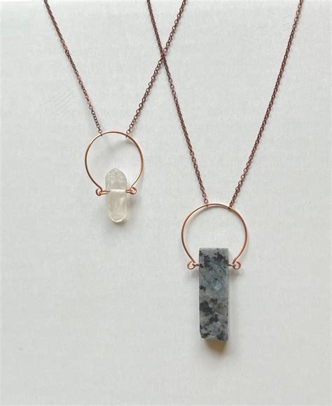 Circle Gem Necklace Etsy