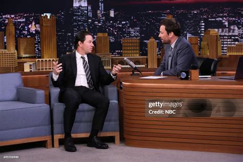Actor Mark Wahlberg During An Interview With Host Jimmy Fallon On