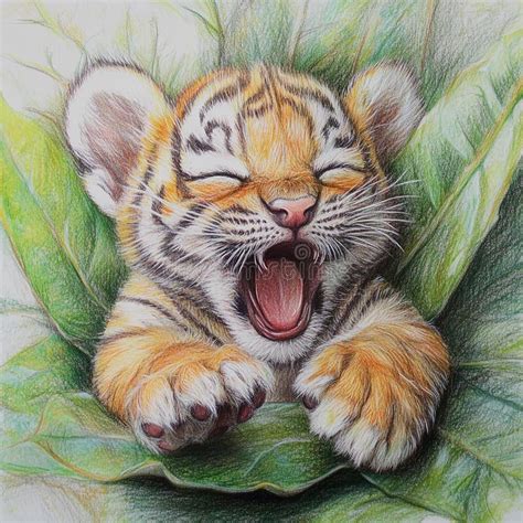 Pencil Drawing Of Tiger Cubs