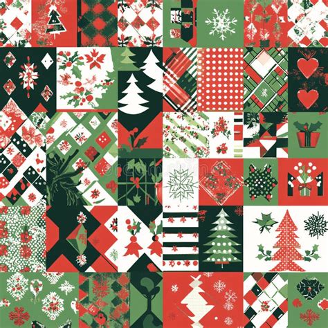 Christmas Quilt Patchwork Design Seamless Pattern High Quality Image