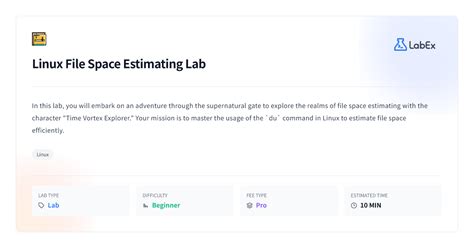 linux file space estimating lab labex