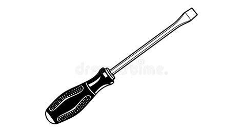 Flathead Screwdriver Tool Illustration In Black And White Minimalist
