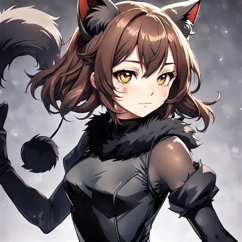 Sultry Anime Catgirl With Brown Eyes And Short Bro Ai Art