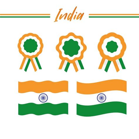 Premium Vector India Flags And Cockade Ribbons Flat Vector Illustration