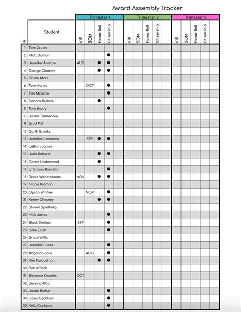 Award Assembly Tracker Etsy