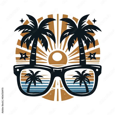 Sunglass Clipart With Palm Trees For Summer Plam Trees Vector Sunglass Vector Art Sea Vibes