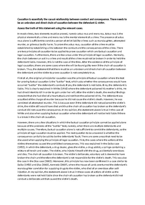 Causation Essay Causation Is Essentially The Casual Relationship