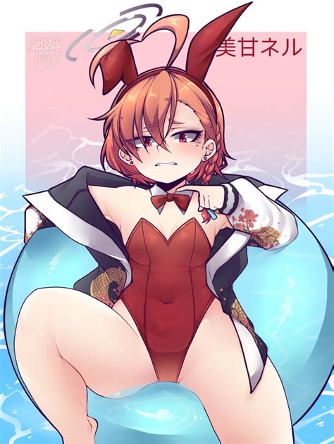 Rule 34 Angry Face Blue Archive Bunny Ears Bunnysuit Chocotoffy Cleaning Floaty Jacket Mikamo
