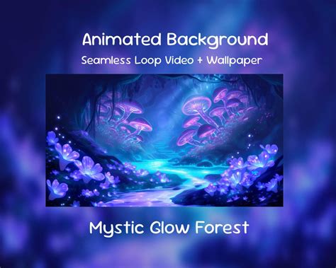 Mystic Glow Forest Anime Animated Background Magic Mushroom Forest