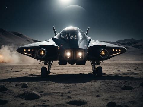 Premium Ai Image Moonlit Infiltration Stealth Fighter Jet Drones Seamlessly With In Lunar