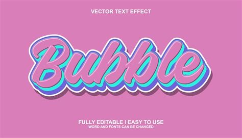 Premium Vector 3d Editable Bubble Text Effect Scipt Style Texxt