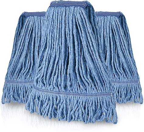 3 Pack Mop Head Replacement Mop Heads Commercial Blue Cotton Looped