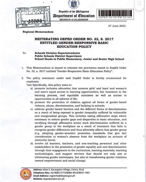 Deped Calabarzon Promotes Gender Responsive Basic Education Policy