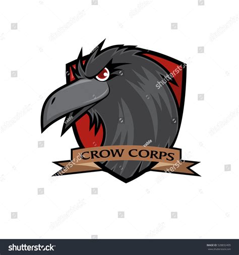 Crow Head Vector Badge Red Stock Vector Royalty Free 528832495