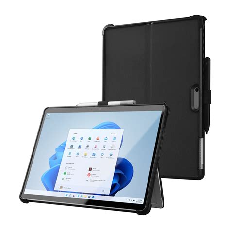Maiddos Surface Pro 9 Case With Pen Holder And Type Cover Strap Black