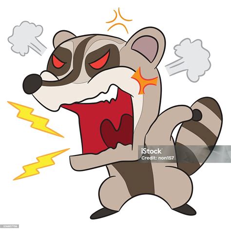 Cartoon Drawing Angry Raccoon Stock Illustration Download Image Now