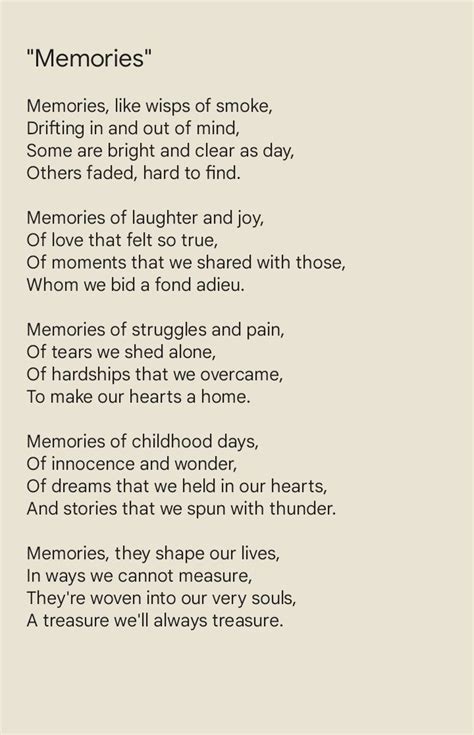 Memories A Poem On Love