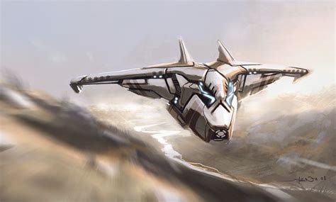 Flight Sci Fi Futuristic Vehicle Fighter Aircraft Digital Art