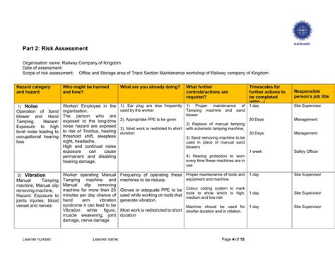 Nebosh Unit Ig2 Riskkkkkk Assessment Pdf