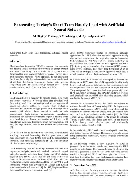 Pdf Forecasting Turkeys Short Term Hourly Load With Artificial Neural Networks