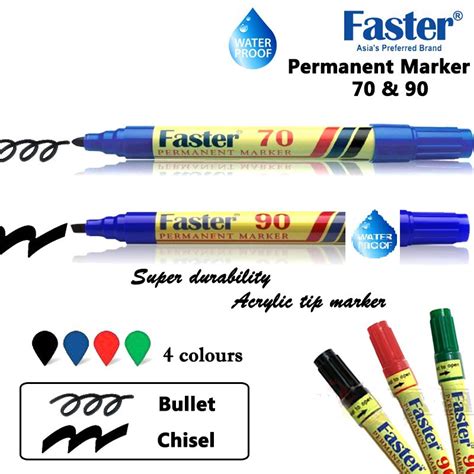 Faster 70faster 90 Permanent Marker Pen Blackblueredgreen 12 Batang Shopee Malaysia