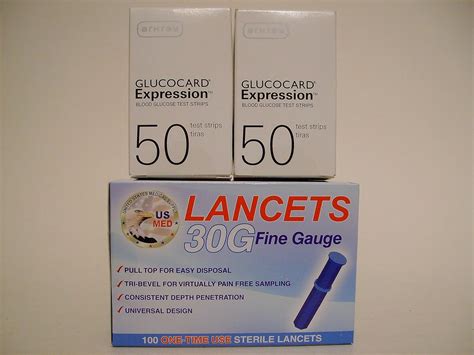 100 Arkray Glucocard Expression Test Strips And 30g Lancets