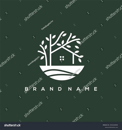 Tree House River Nature Logo Vector Stock Vector Royalty Free