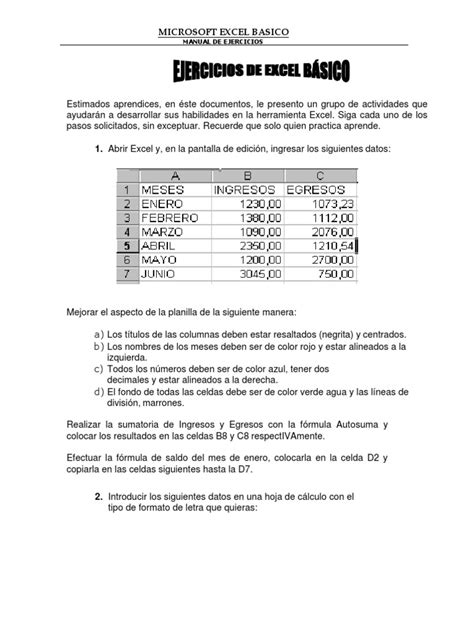 Ejercicios Excel Básico 2019 Pdf