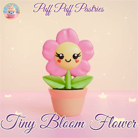 3d Printable Kawaii Tiny Bloom Flower Chibi By Puff Puff Pastries