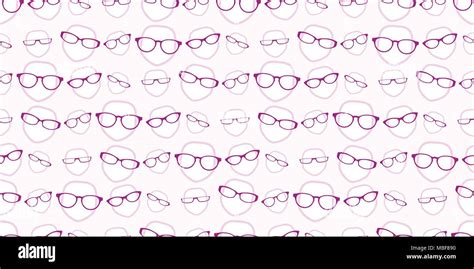 Seamless Background Repeat Pattern Of Female Heads Wearing Glasses