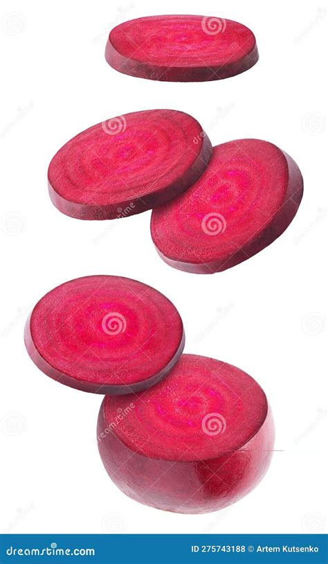 Isolated Flying Beetroots Falling Sliced Beetroot Isolated On White