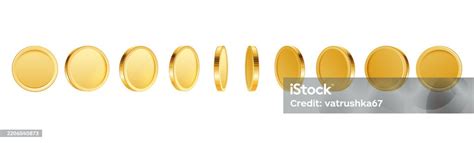 Gold Coin Turn Around Realistic 3d Golden Coins In Different Position Sprite Sheets For Game Or ...