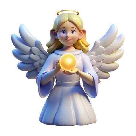 3d Render Of An Angel With Halo Holding A Glowing Orb 56096026 Png