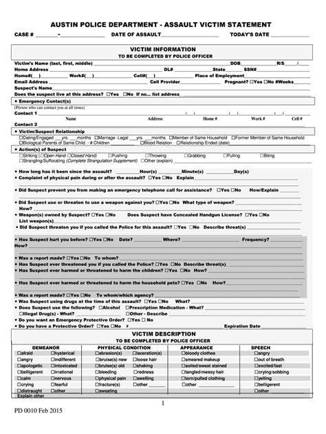 Fillable Online Adult Victim Statement Fax Email Print Pdffiller
