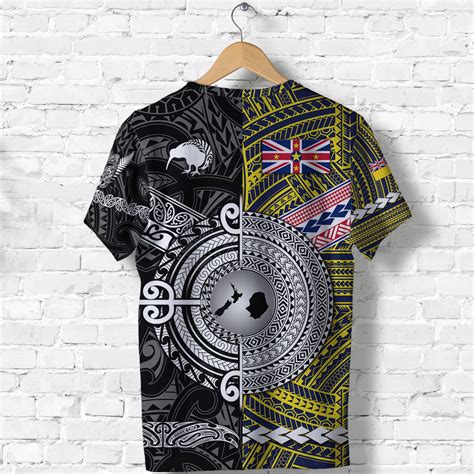 New Zealand Maori Aotearoa And Niue Together T Shirt Black Lt8