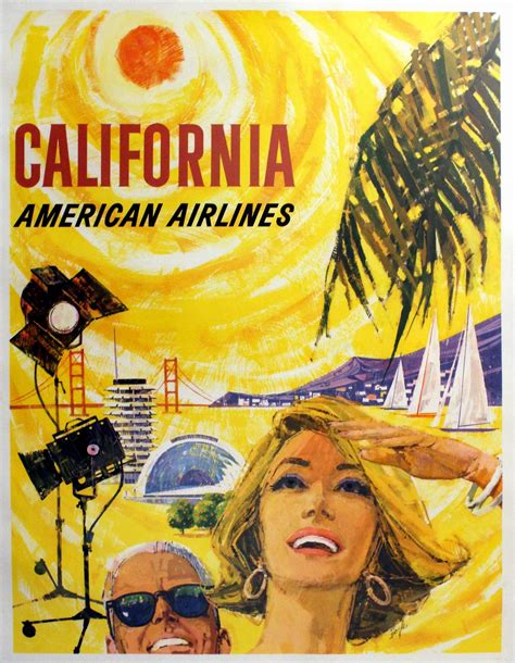 Original Vintage 1950s Travel Poster Advertising California By American