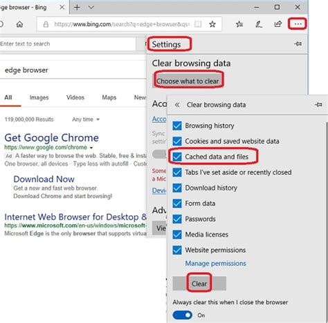 Delete Edge Web Browser Temporary Files