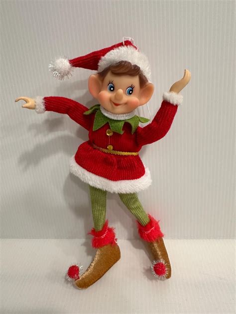 Vintage Santas Elf Pixie Elf On Shelf Poseable Ornament Etsy