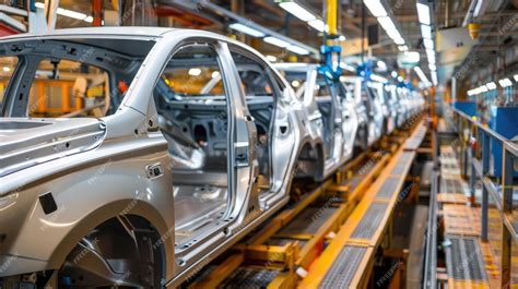 Modern Automotive Assembly Line In Action Premium Ai Generated Image