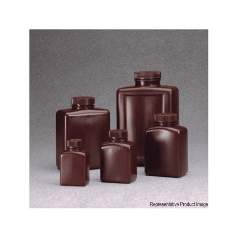 2009 0032 Thermo Nalgene Amber Wide Mouth Rectangular Bottle 1l Hdpe