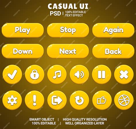Premium Psd Set Of Beautiful Game Ui Button Cartoon Style Ui Button 2d Button 2d Ui Game Icon