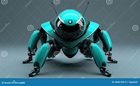 A Cartoon Inspired Futuristic Spider Drone In Green Stock Illustration