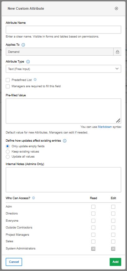 custom attributes for administrator bigtime software