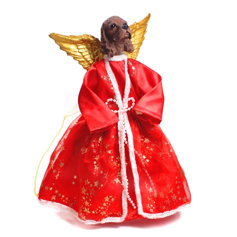 Cocker Spaniel Brown Angel Red Christmas Crown