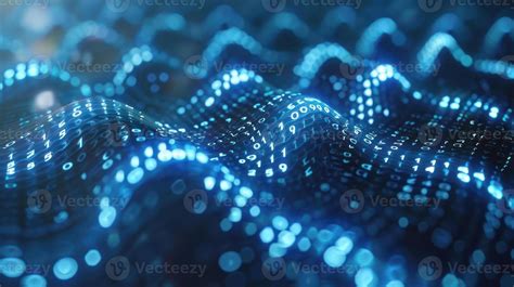 Abstract Representation Of Flowing Digital Data Waves With Glowing