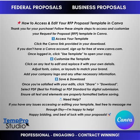 Editable Rfp Template For Contractors Request For Proposal Template For Small Businesses Etsy